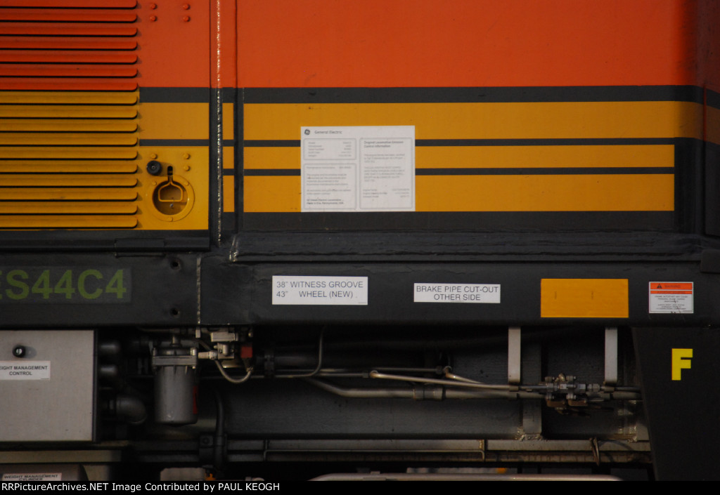 BNSF 7050 GE Data Plate as she passes me.